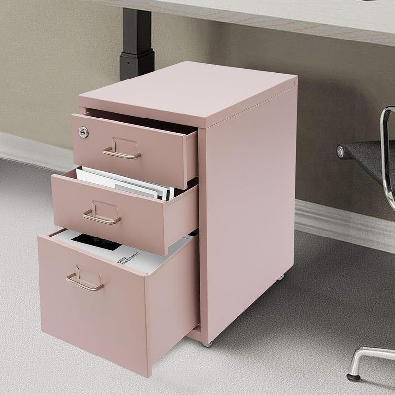 Latitude Run® Vertical Filing Cabinet Under Desk with 4 Wheels and a ...
