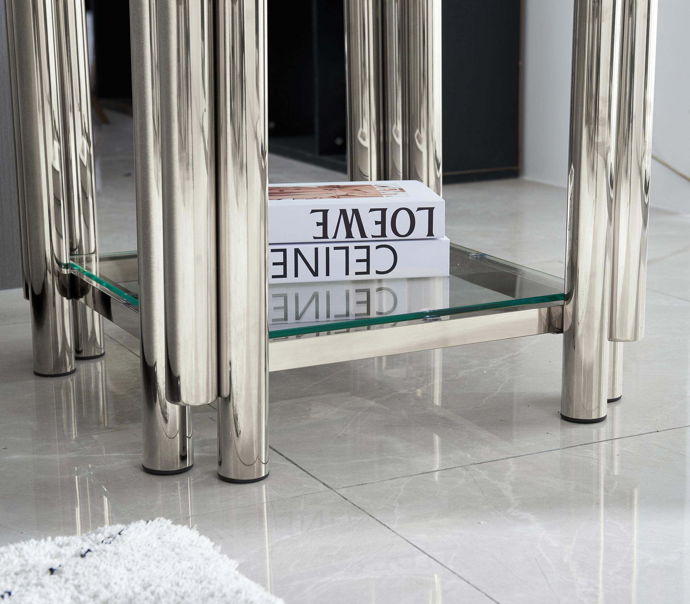 Everly Quinn Modern Stainless Steel Coffee Table Set (Set Of 2), Double ...