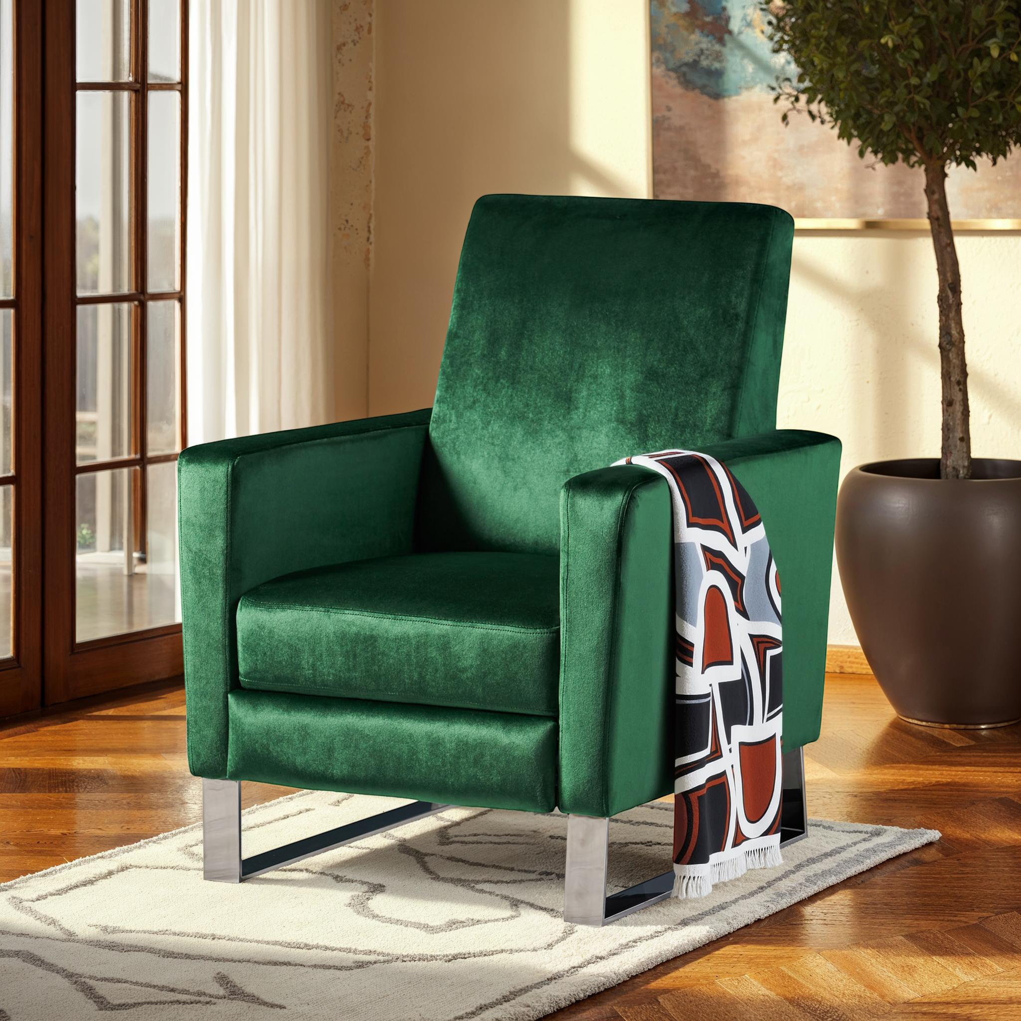 Mercer41 Modern Glam Push-Back Recliner with Stainless Steel Legs | Wayfair