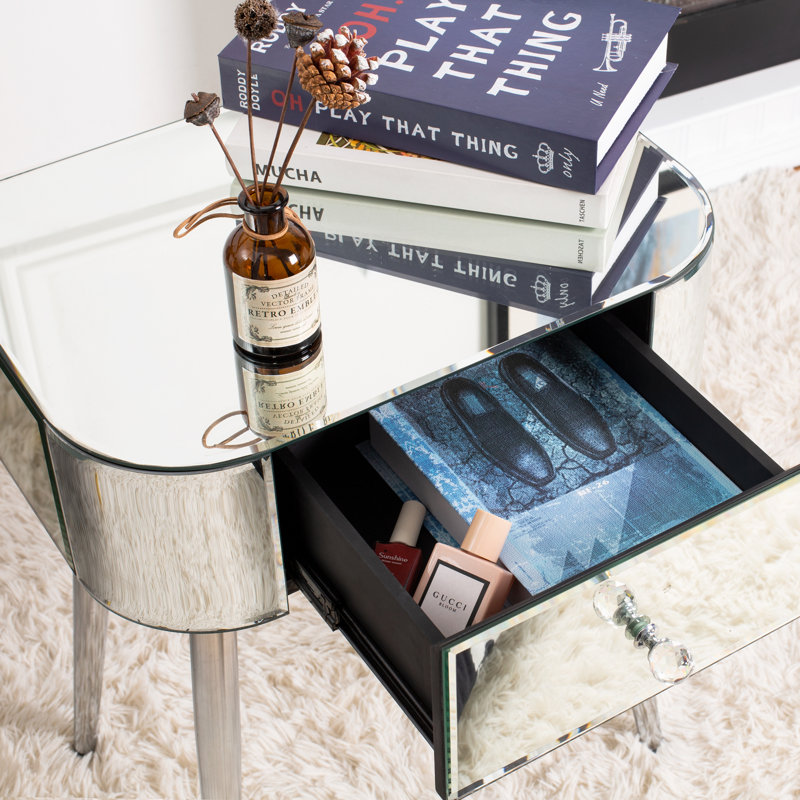 Etta Avenue™ Toby 22'' Tall Glass Nightstand Mirrored & Reviews | Wayfair