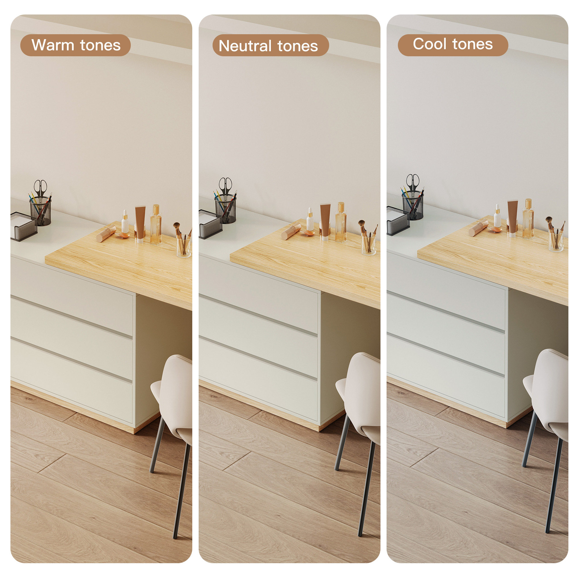 Ebern Designs Extending Vanity Table with Drawer Chest, Adjustable L ...