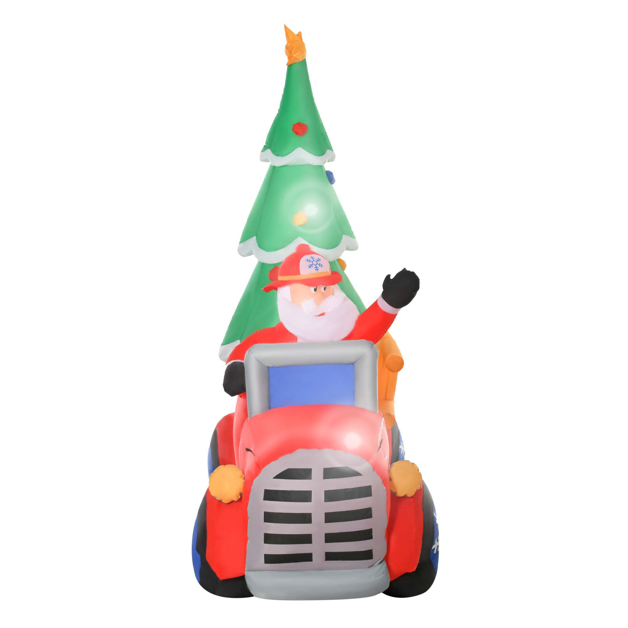 Darby Home Co 7.5Ft Christmas Inflatable Santa Claus Driving A Fire ...