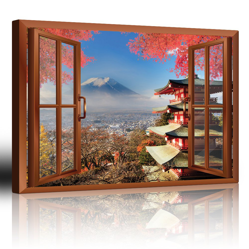 IDEA4WALL Modern Copper Window Looking Out Into a Shrine with Mount ...