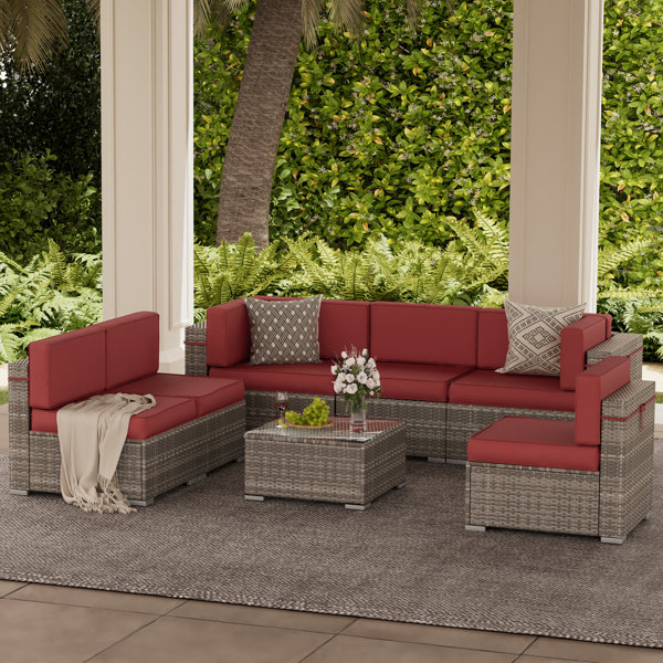 Ebern Designs Cowal 6 - Person Outdoor Seating Group with Cushions ...