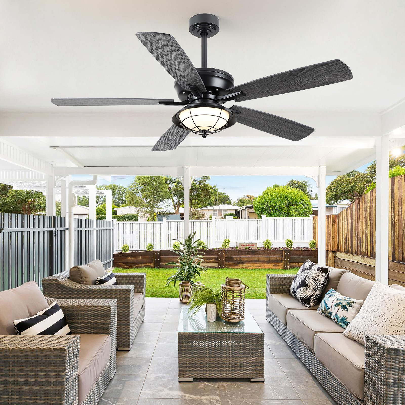 Winston Porter 52" Modern Outdoor Ceiling Fan Fandelier With Lights And ...