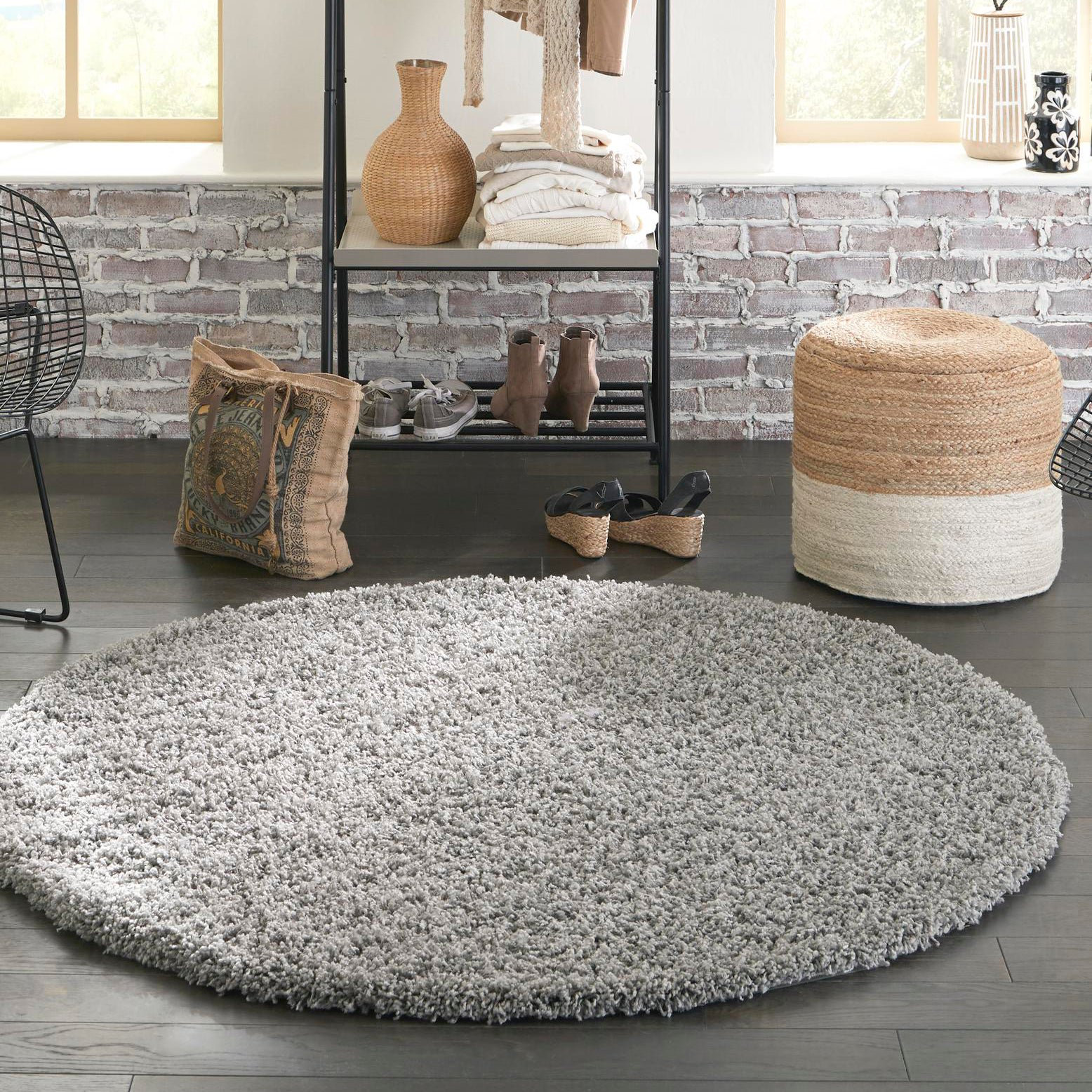 Ebern Designs Santosha Cloud Gray Shag Rug & Reviews | Wayfair