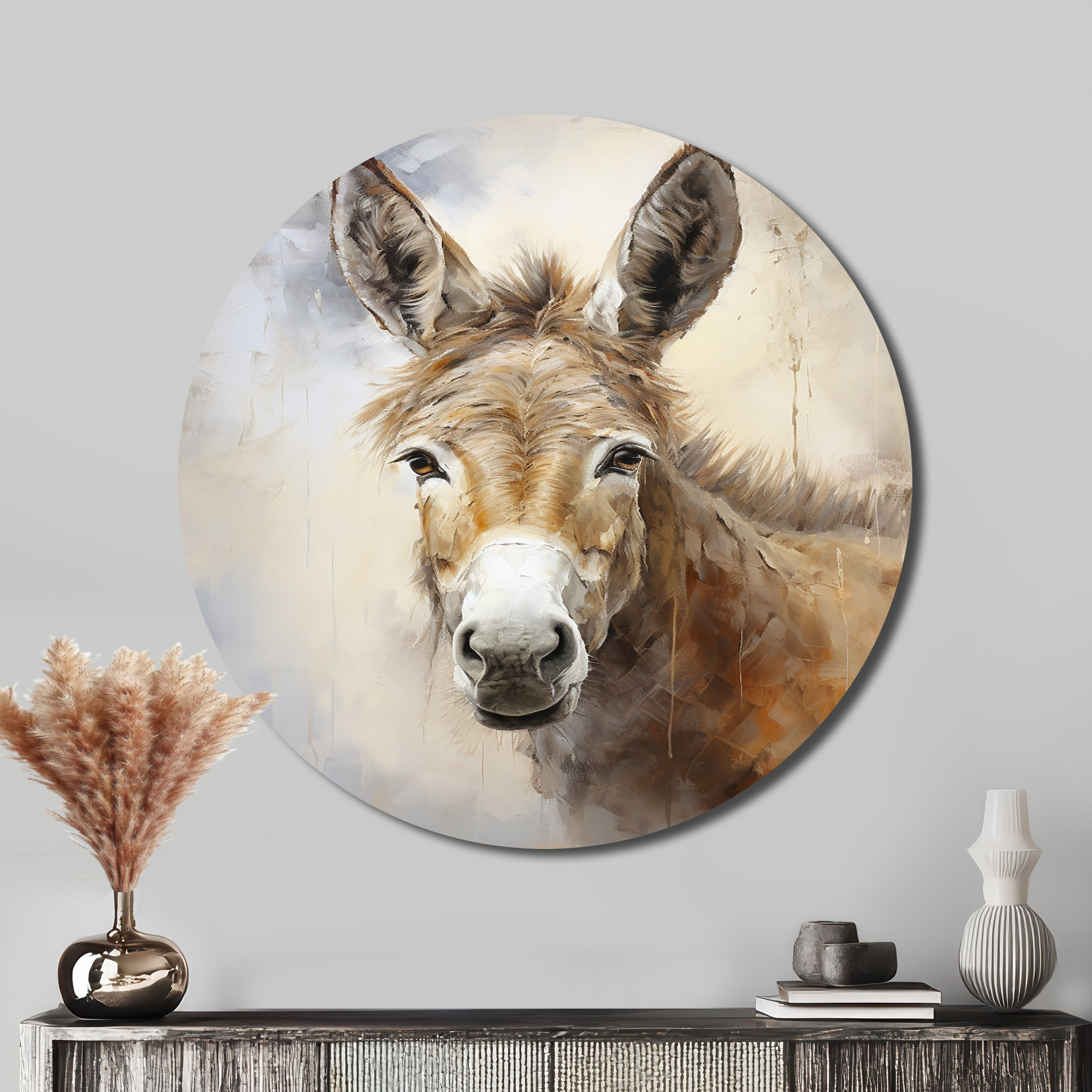 August Grove® Sophisticated Donkey Portrait II - Animals Round Metal ...