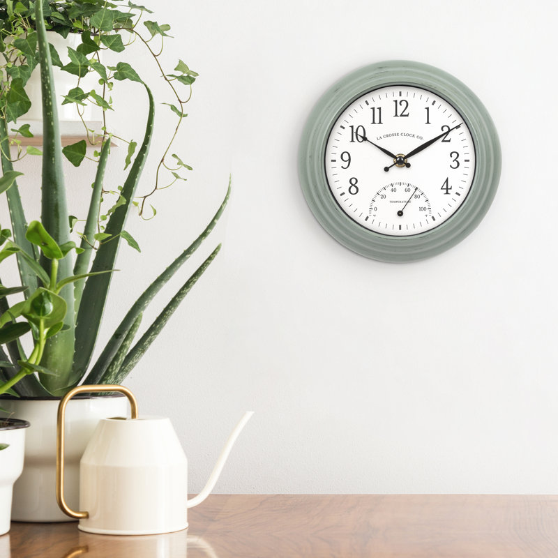 La Crosse Technology 8-inch Indoor/outdoor Sage Green Quartz Wall Clock ...