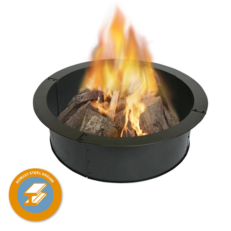 Millwood Pines Hunsaker 36" Porcelain Coated Round Fire Ring, 2.75mm ...
