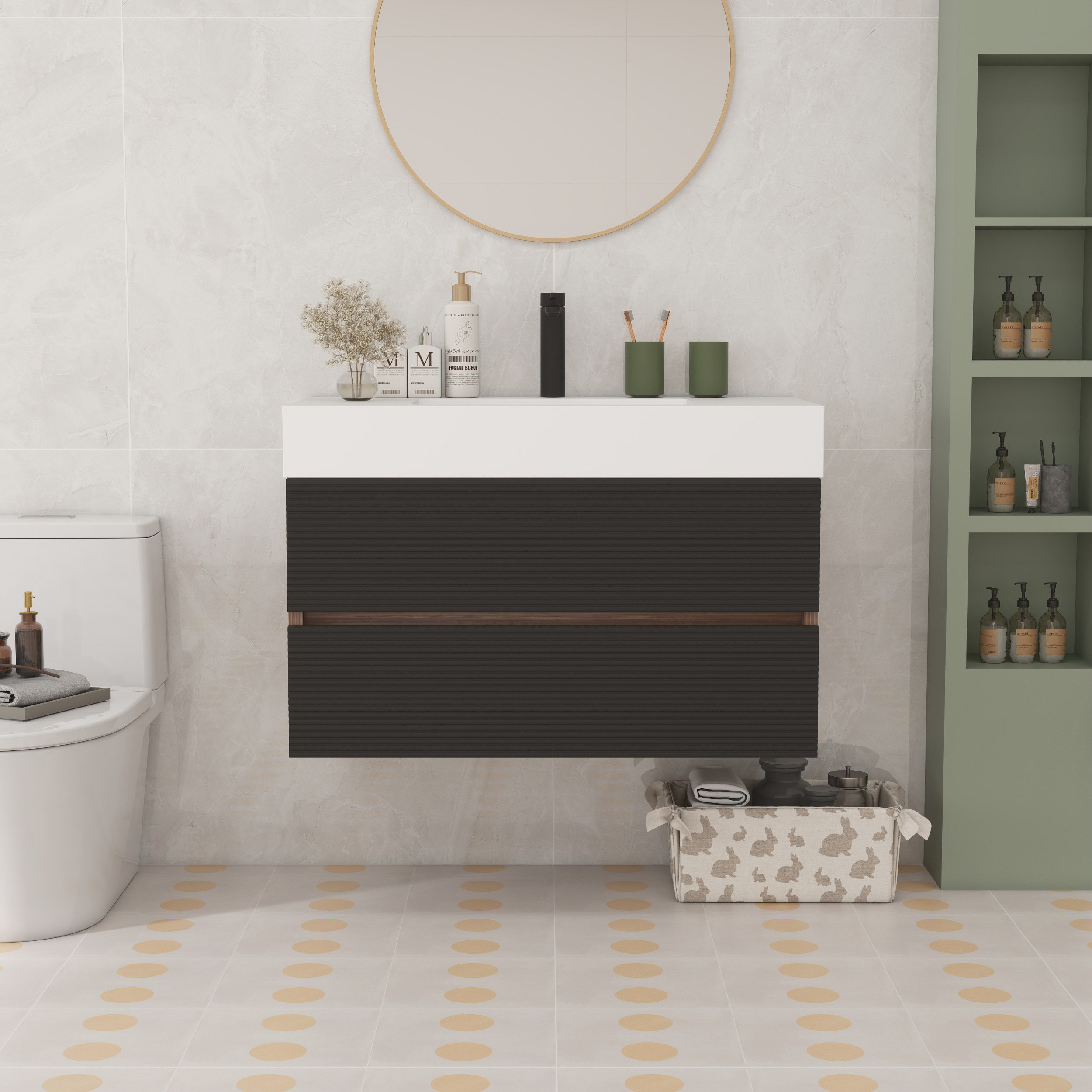 Latitude Run® 36 Inch Wall Mounted Floating Bathroom Vanity - Wayfair ...