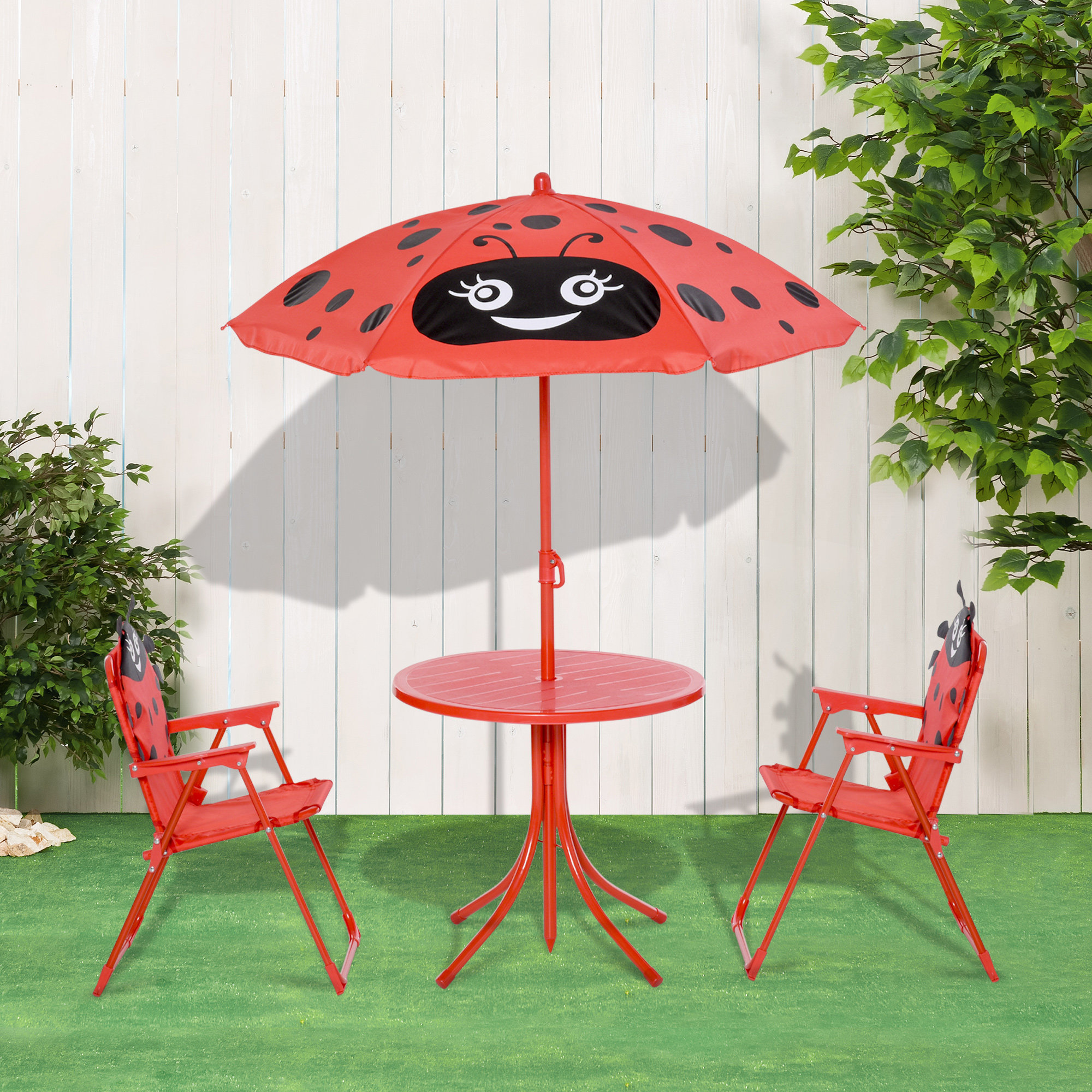 Zoomie Kids Lori Kids 4 Piece Folding Picnic Table and Chair Set ...