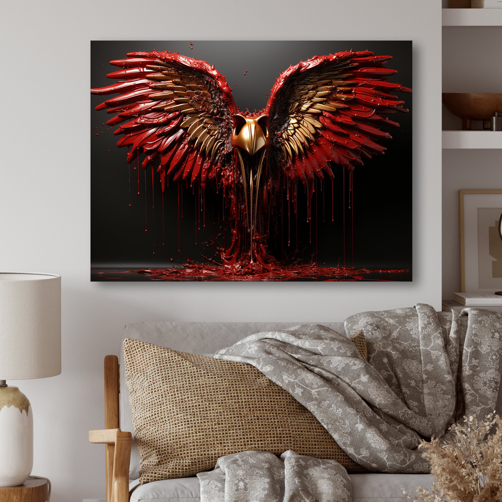 House of Hampton® Royal Red And Gold Angel Wings II - Fantasy Metal ...
