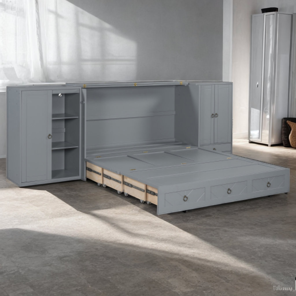 Lark Manor Murphy Bed With Usb Port, Dual Mini Wardrobes, Built-In ...