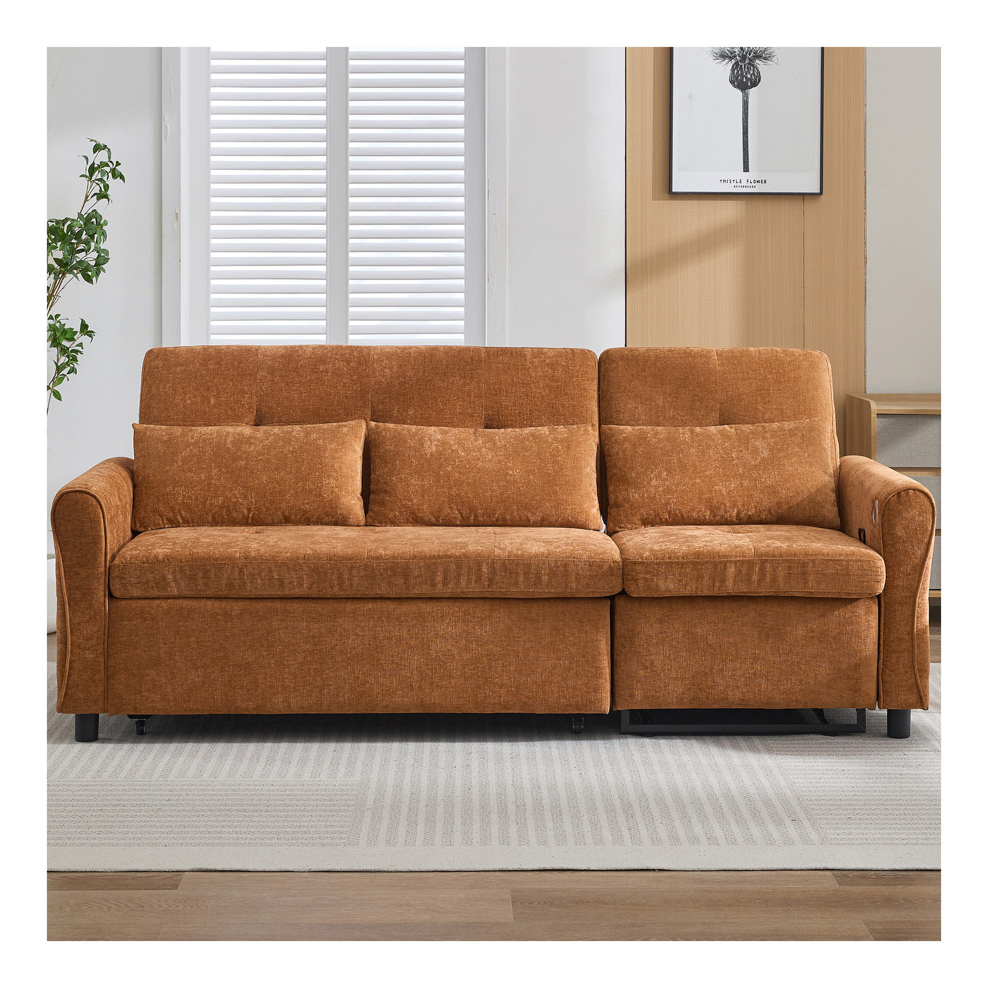 Ophelia & Co. 2-in-1 Sofa 82" Three-seater Sofa with a Sofa Bed and a ...