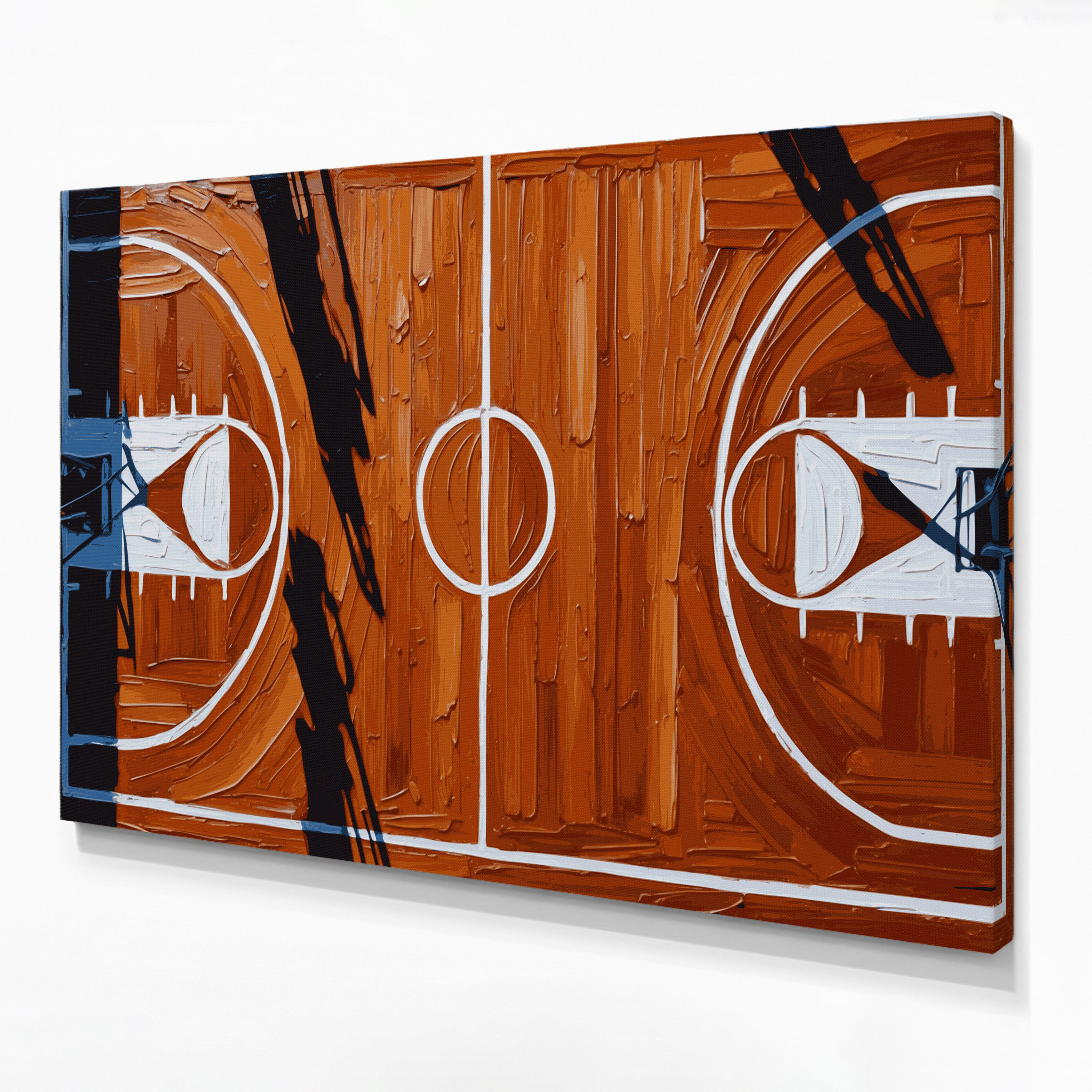 Hokku Designs Sports Basketball Court Brown Canvas Wall Art | Wayfair
