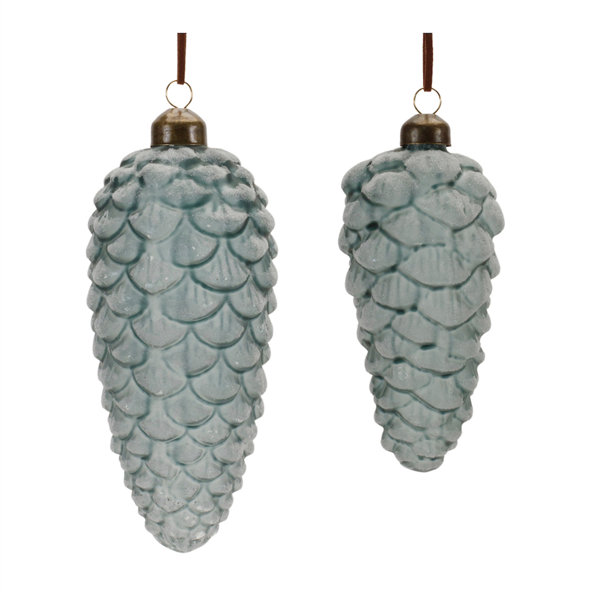 The Holiday Aisle® Frosted Glass Pinecone Drop Ornament (Set of 6) | Wayfair