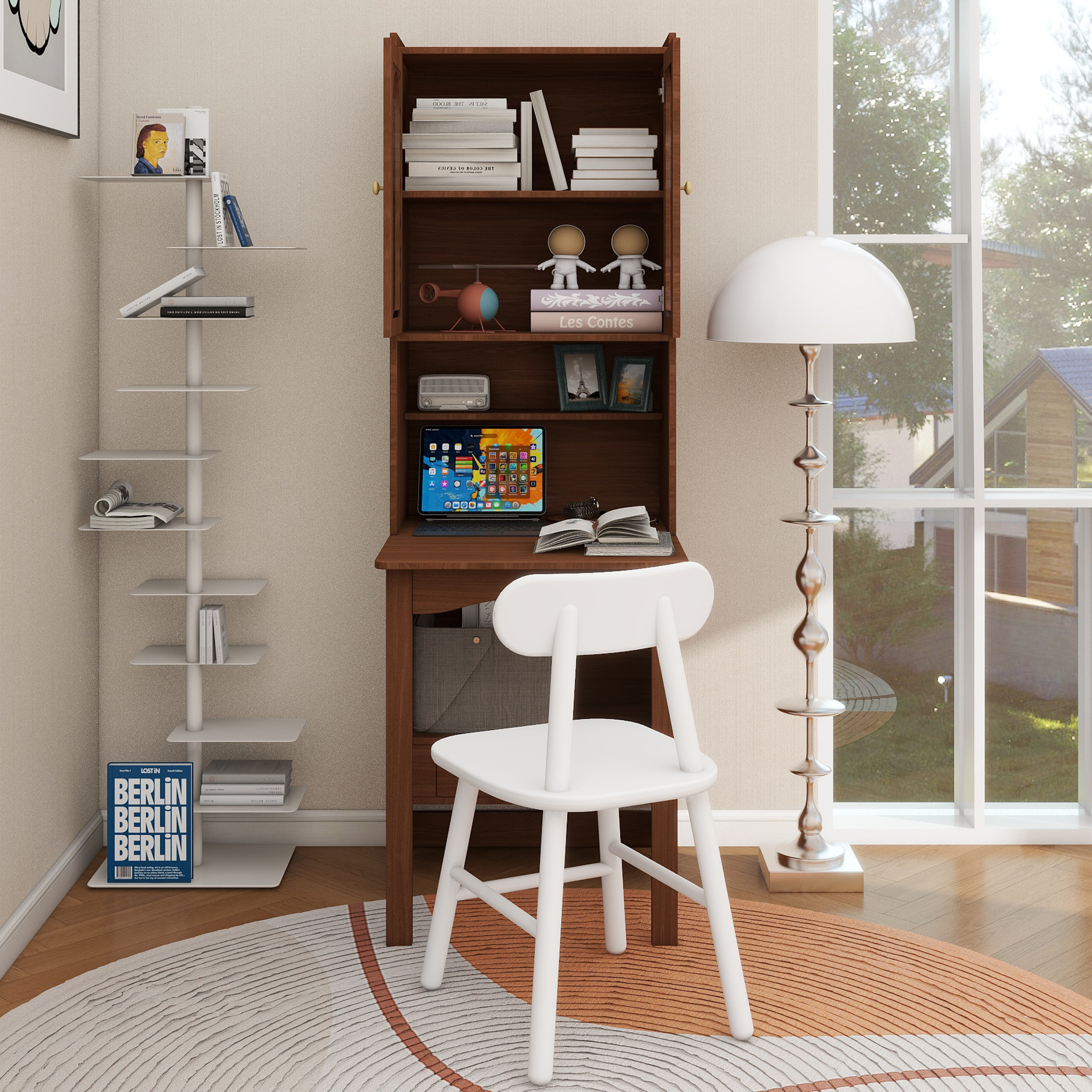 Latitude Run® Fold-Out Convertible Writing Table, Desk Cabinet With ...