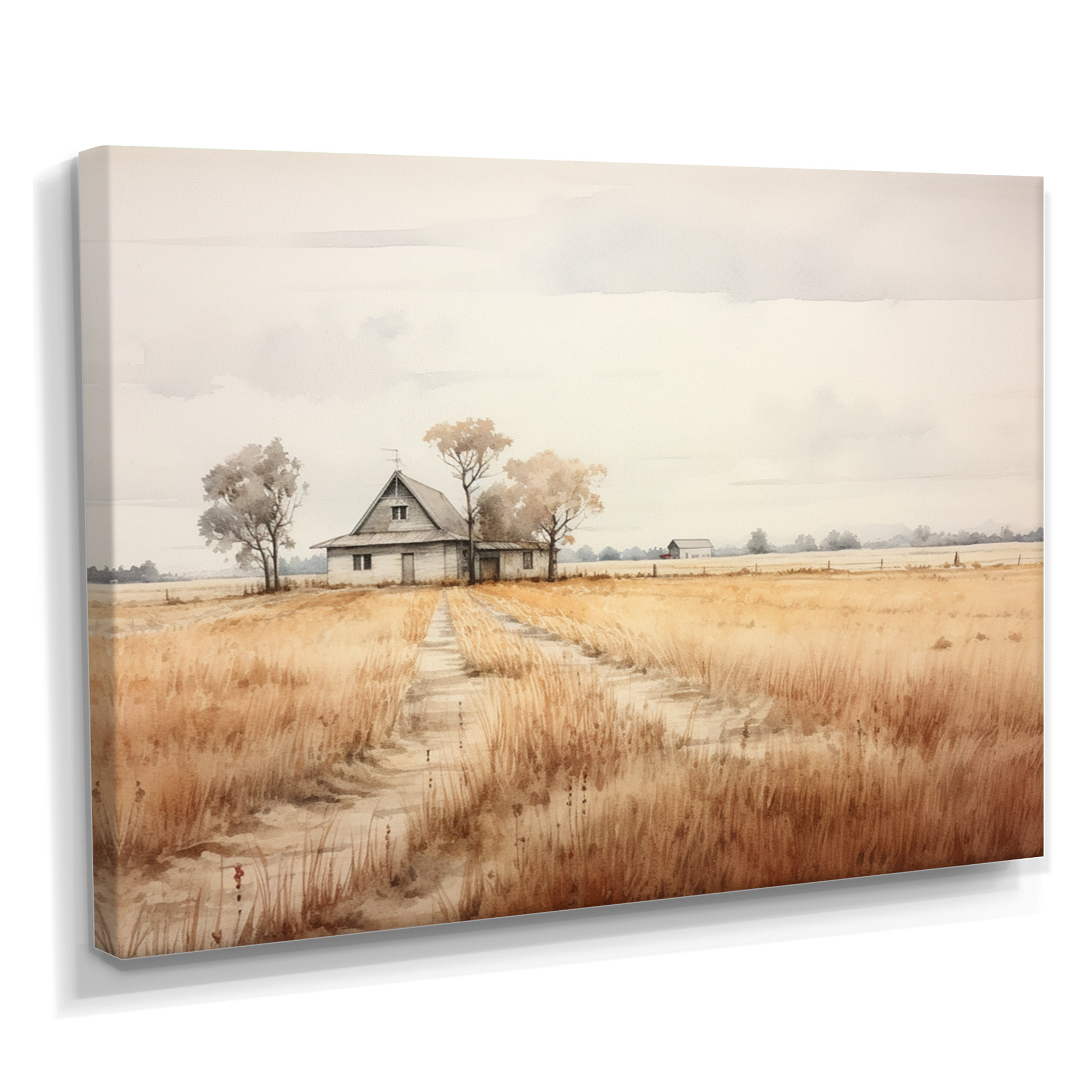 Winston Porter Country House In Autumn Wheatfield I - Landscape Wall ...