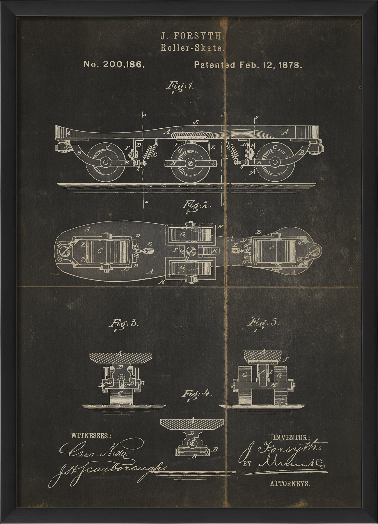 17 Stories 'Forsyth Roller Skate Patent' Framed Graphic Art Print | Wayfair