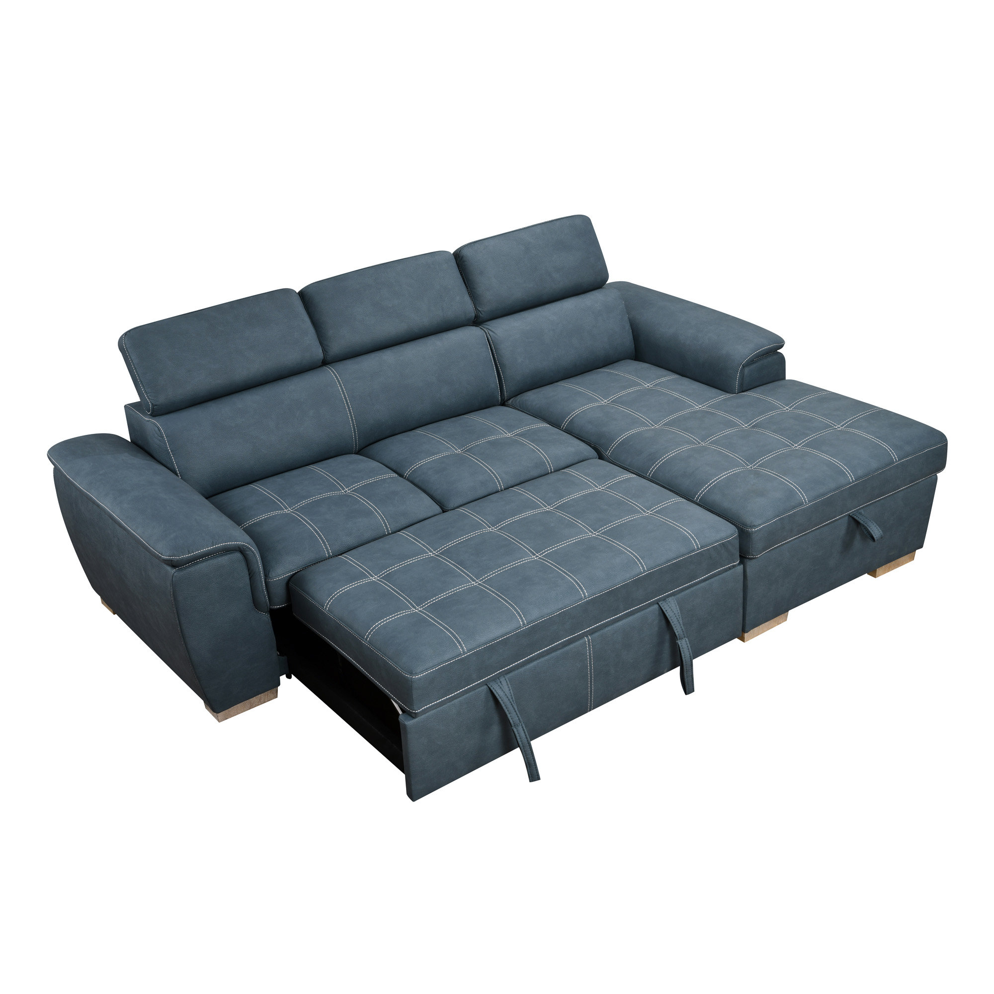 Latitude Run® 97 Inch Convertible Sectional Sofa With Storage Chaise ...