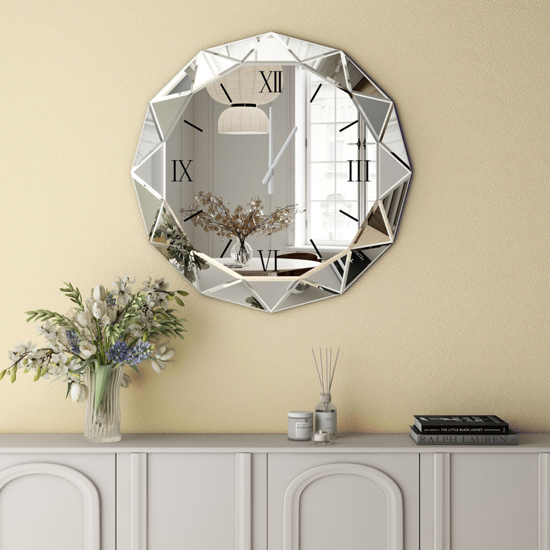House of Hampton® Korina Modern Mirrored Glass Wall Clock | Wayfair