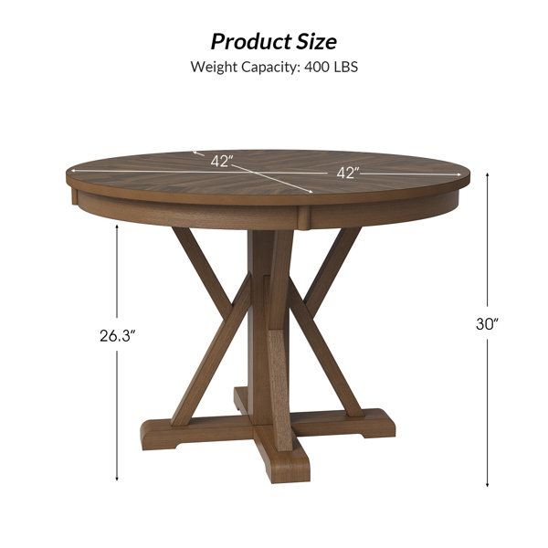 Gracie Oaks Amoz 42" Pedestal Round Solid Wood Frame Dining Table ...