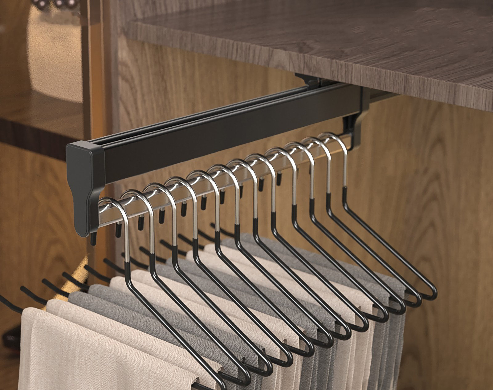 Hokku Designs Built In Top Mounted Pull-Out Extension Pants Rack In ...