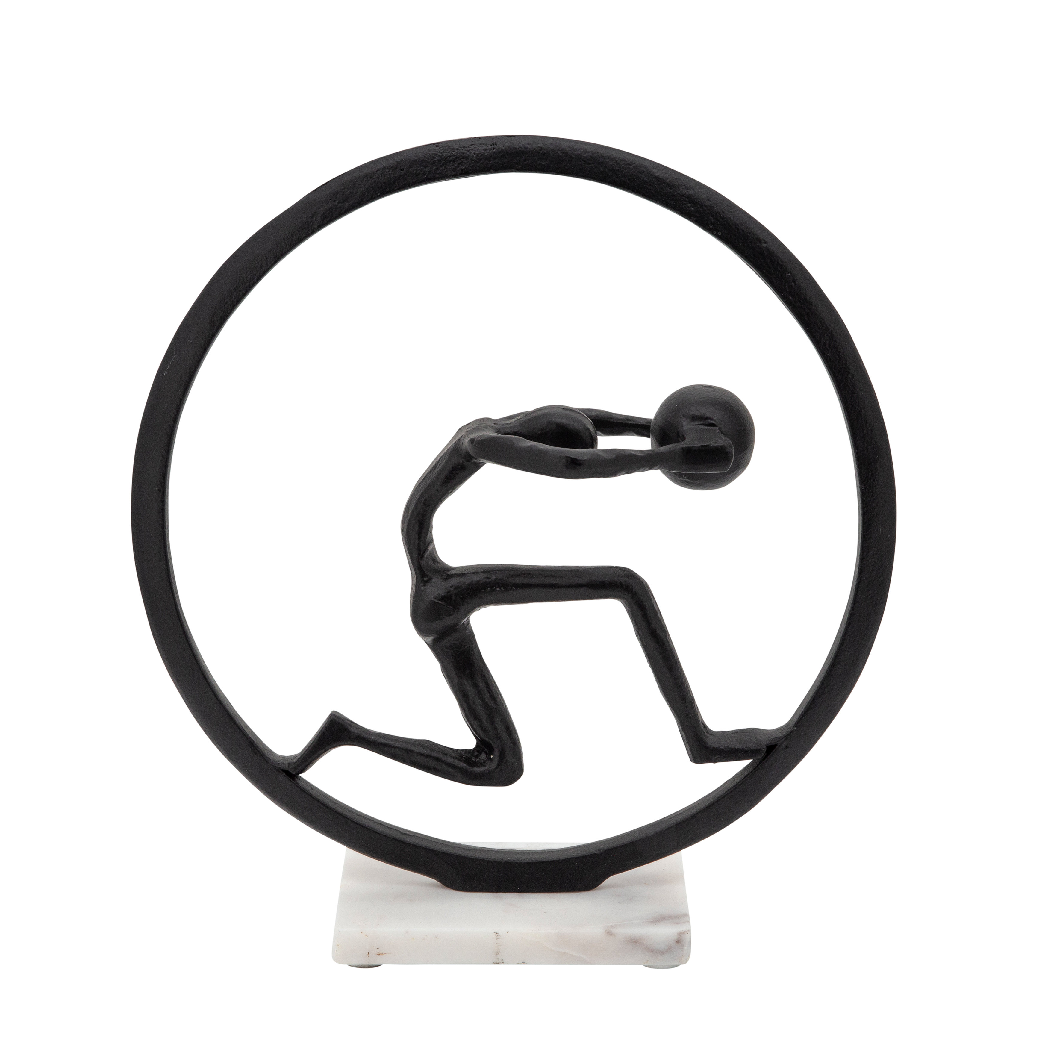 Wrought Studio™ 14" Man with Ball Ring Sculpture Contemporary Black ...