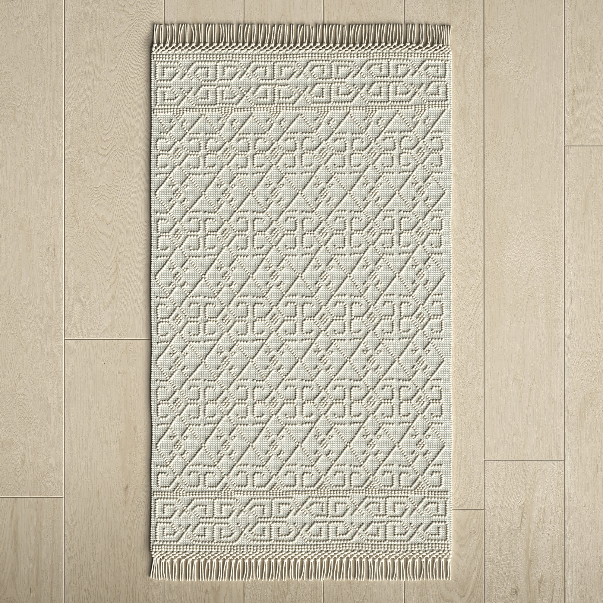 Birch Lane™ Beal Geometric Hand Woven Cream Area Rug | Birch Lane