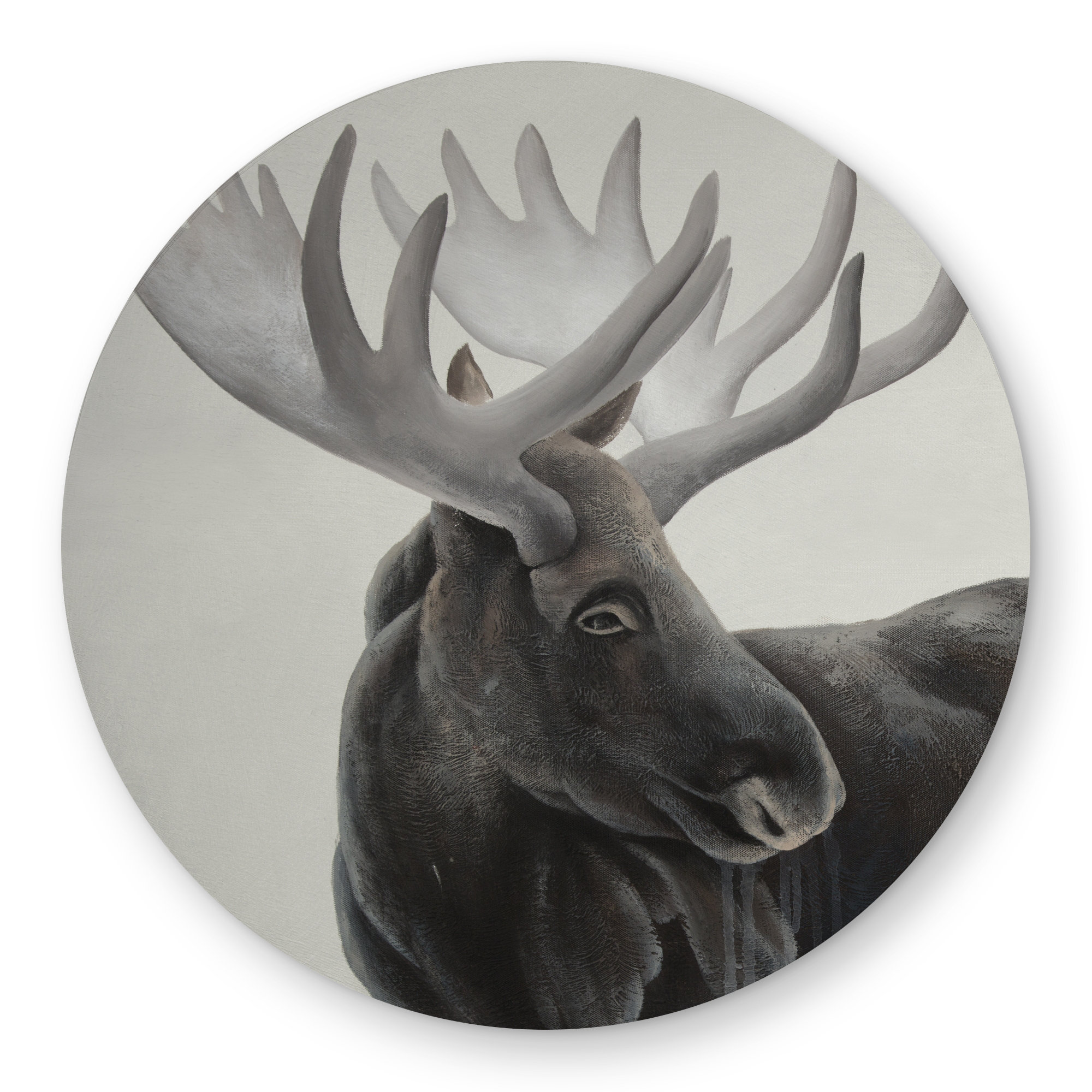 Begin Edition International Inc. Grayscale Moose Profile - Beige Round ...