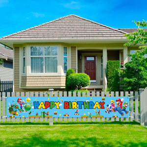 The Party Aisle™ Super Mario Birthday Banner, 1pcs Super Mario Party ...