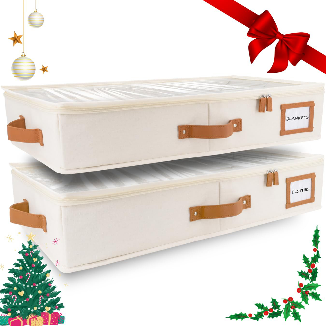 Rebrilliant 2pc Low Profile Under Bed Storage Containers Thin Under ...