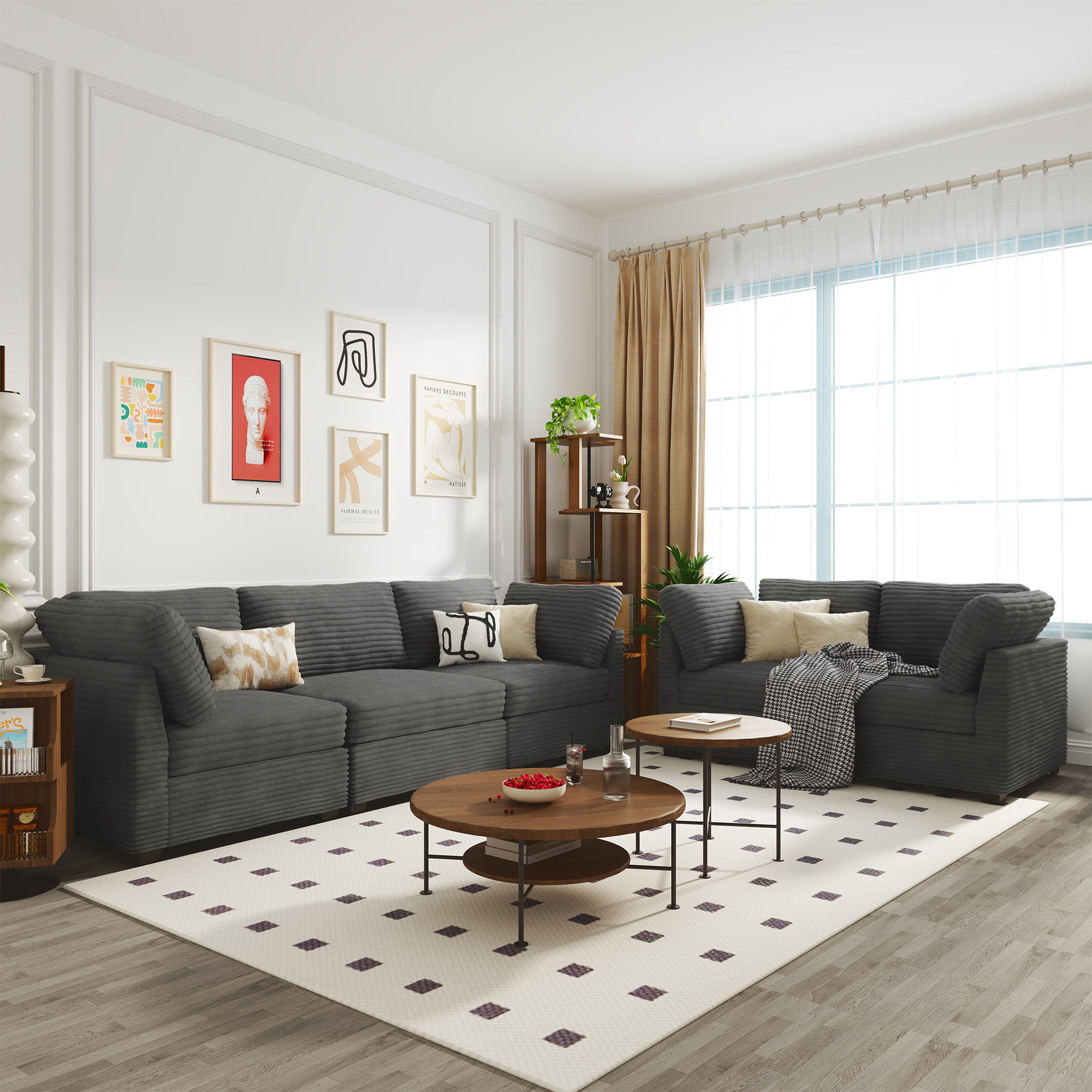 Mercer41 5 Pieces Living Room Sofa Set, Sectional Couch And Loveseat ...