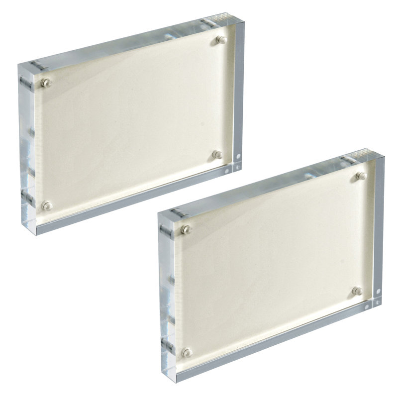 Azar Displays White Acrylic Block with Metal Back Plate 4" X 6", 2-Pack ...