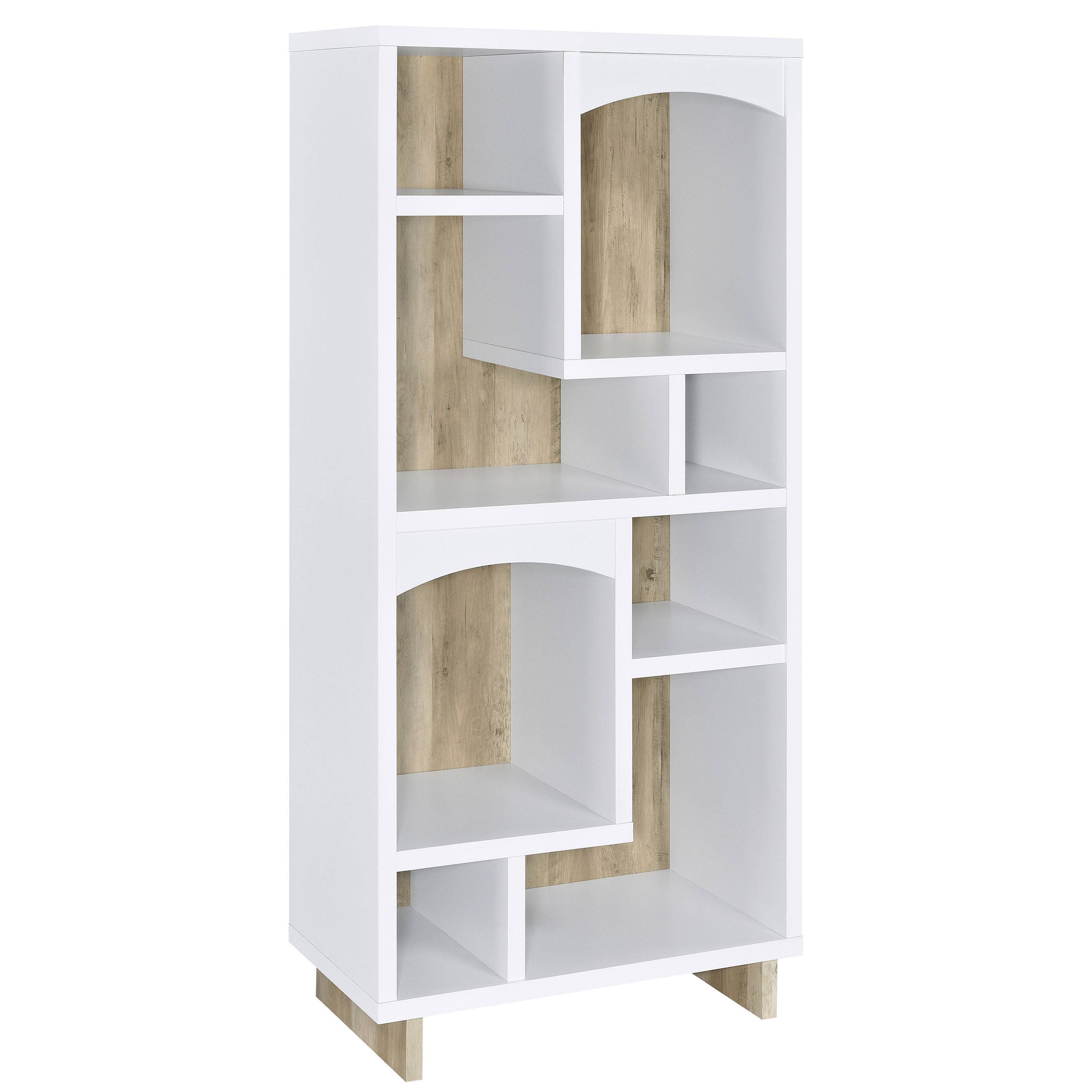 Latitude Run® Hafford 65-Inch 6-Shelf Bookcase White And Distressed ...