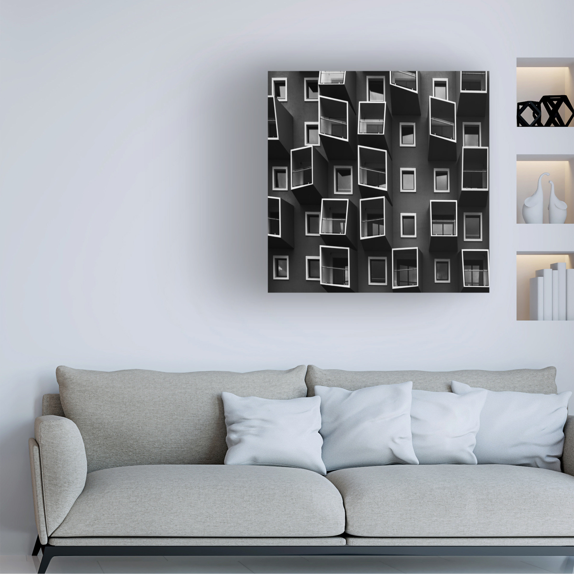 Ebern Designs Living In Boxes On Canvas | Wayfair