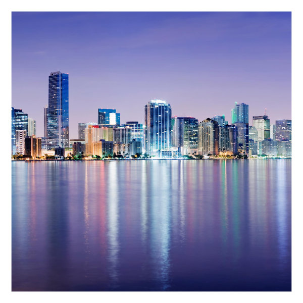 East Urban Home Purple Miami Beach 1.92m x 1.92m Textured Matte Peel ...