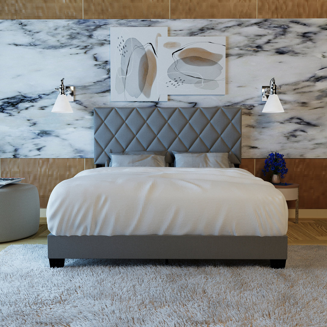 Latitude Run® Queen Size Upholstered Headboard Bed Frame | Wayfair