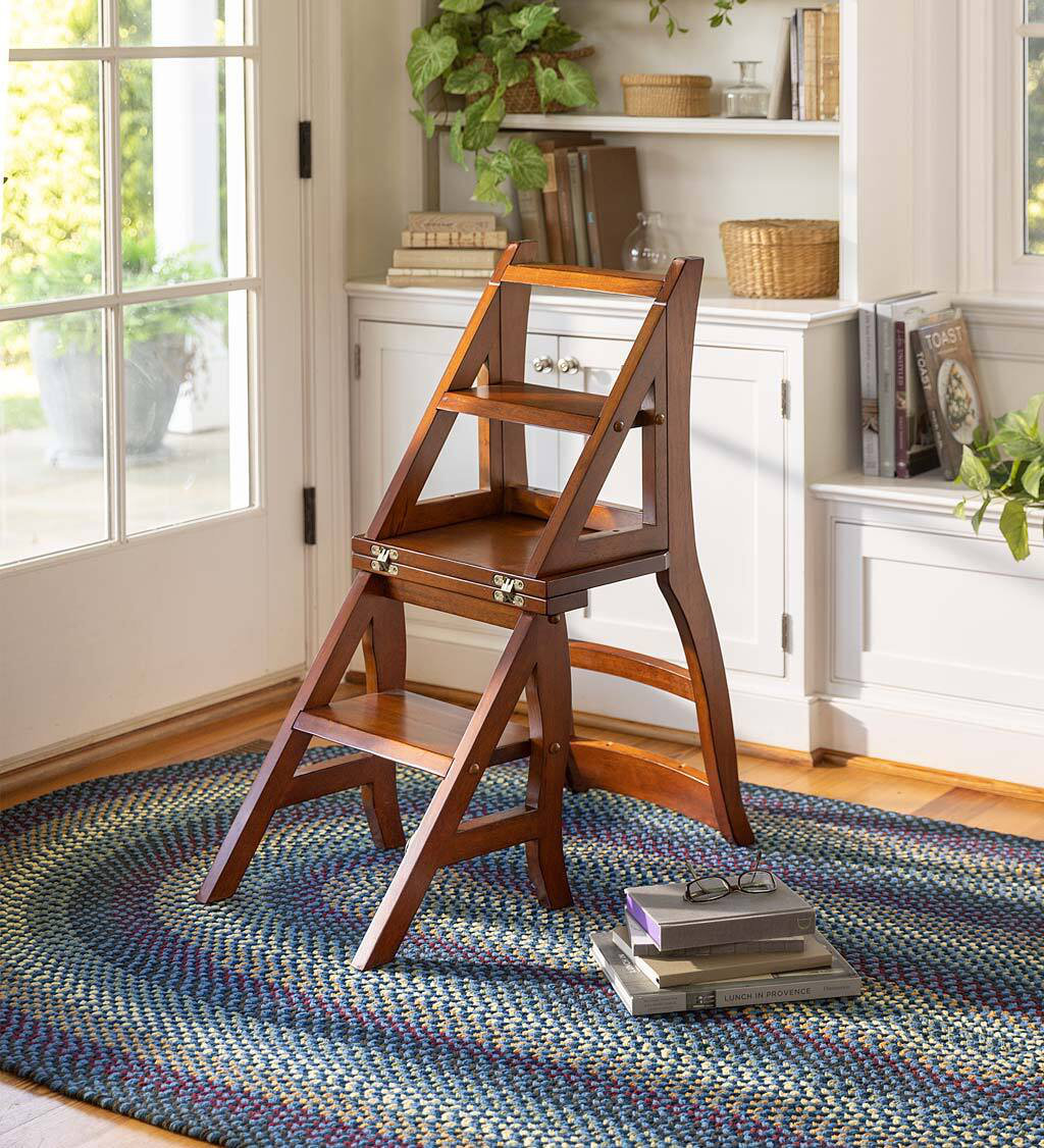 Plow & Hearth 3 - Step Wood Folding Small Step Ladder - Wayfair Canada