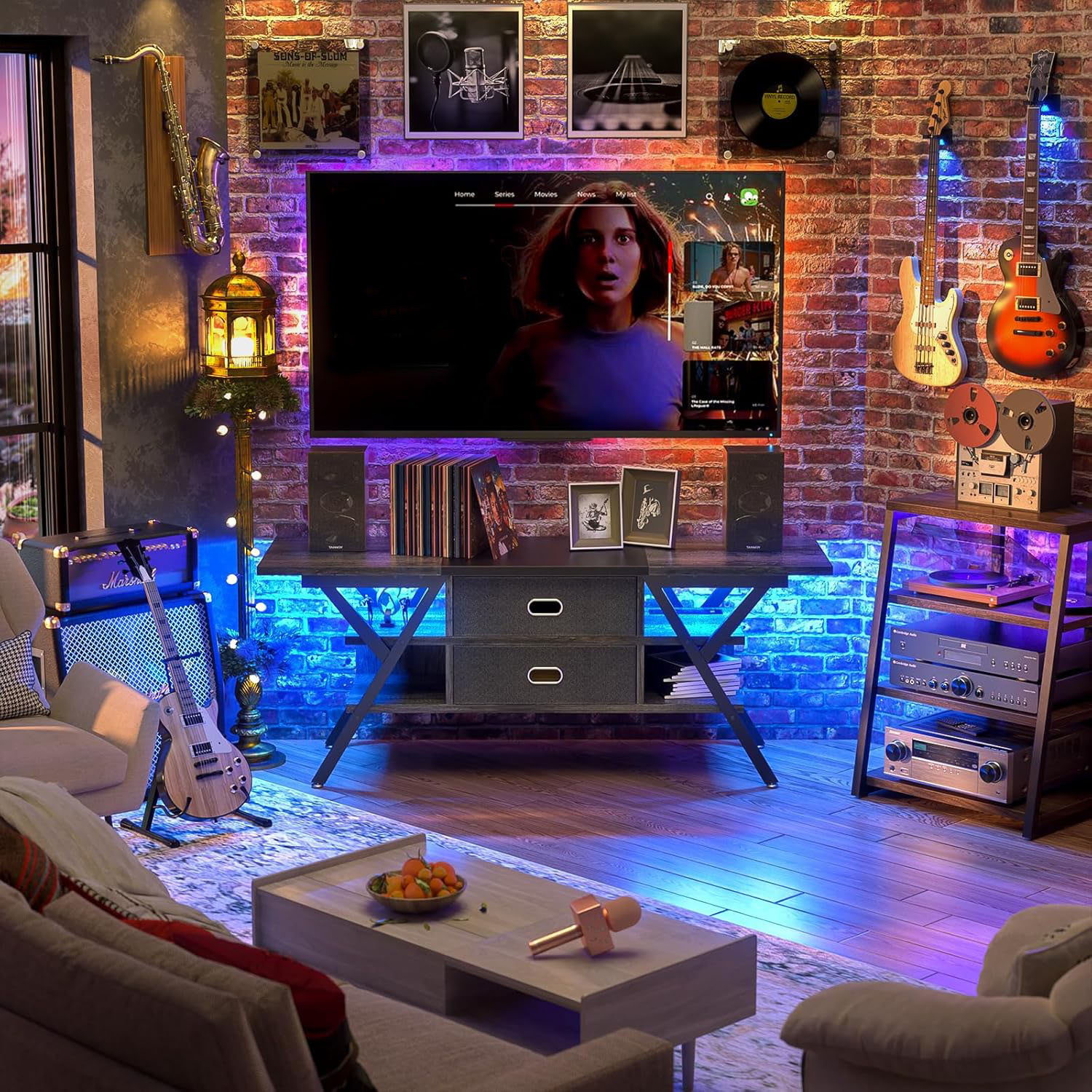 Ivy Bronx LED TV Stands With Power Outlets With Storage, Modern Gaming ...