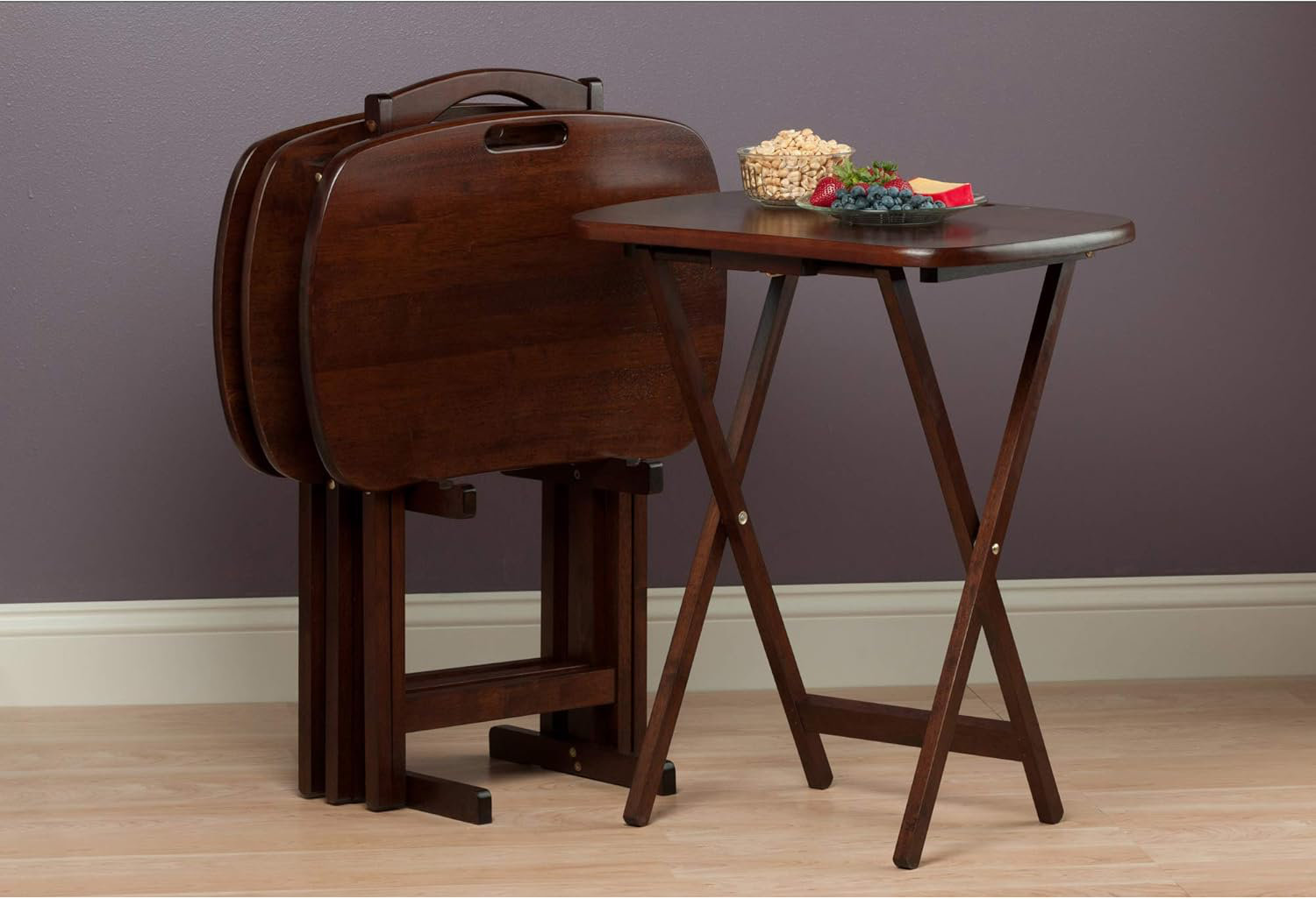 Bloomsbury Market Lucca Snack Table,Brown,Walnut | Wayfair