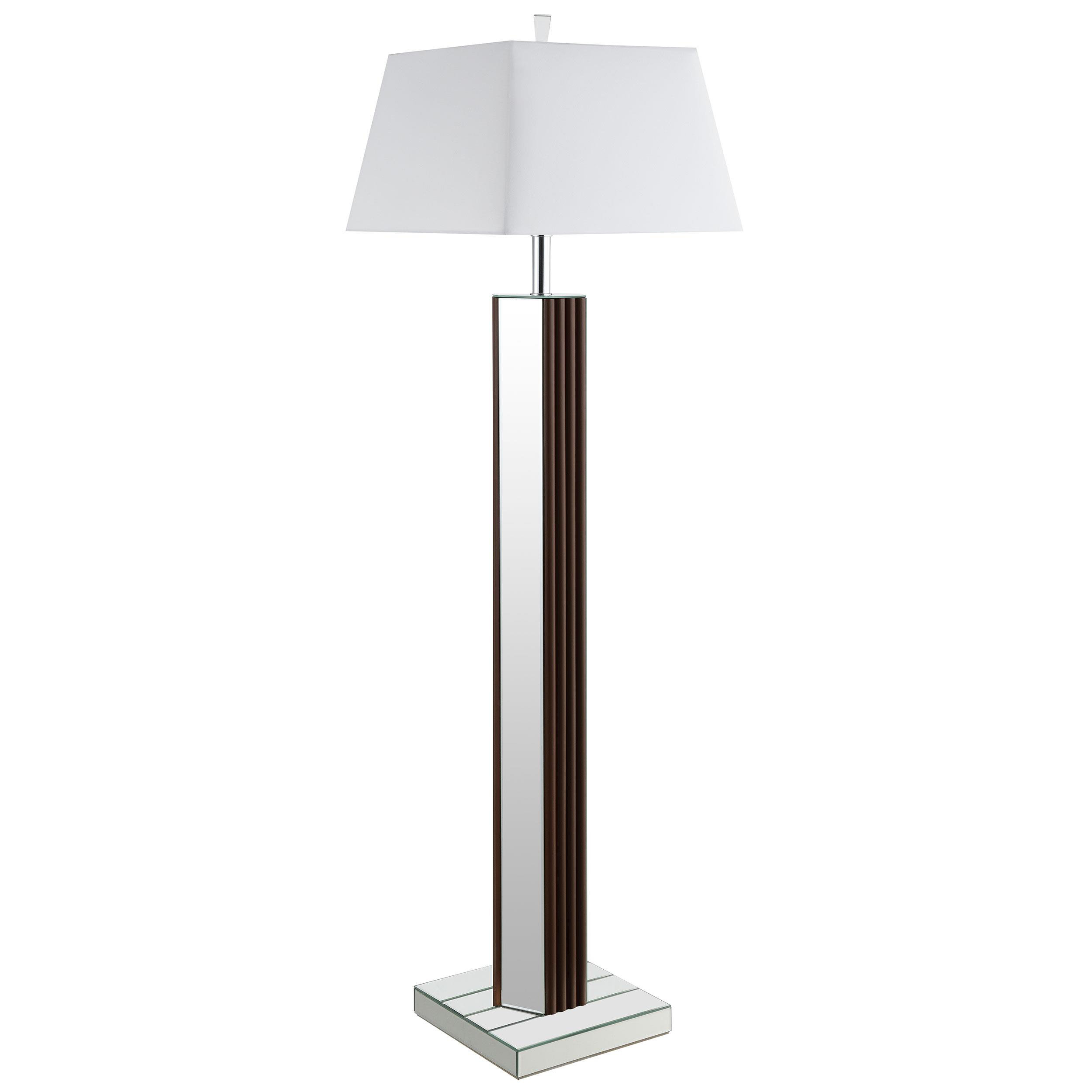 Everly Quinn Elena 67-Inch Square Tapered Mirrored Floor Lamp Brown ...