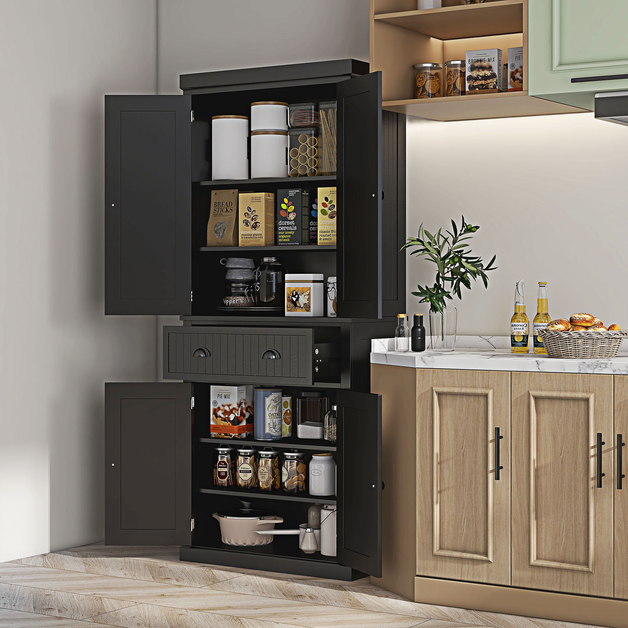 Dakota Fields Freestanding Kitchen Pantry Storage Cabinet | Wayfair