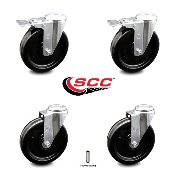 Service Caster 4 Piece Phenolic Caster Set with 2 Total Lock Brakes ...