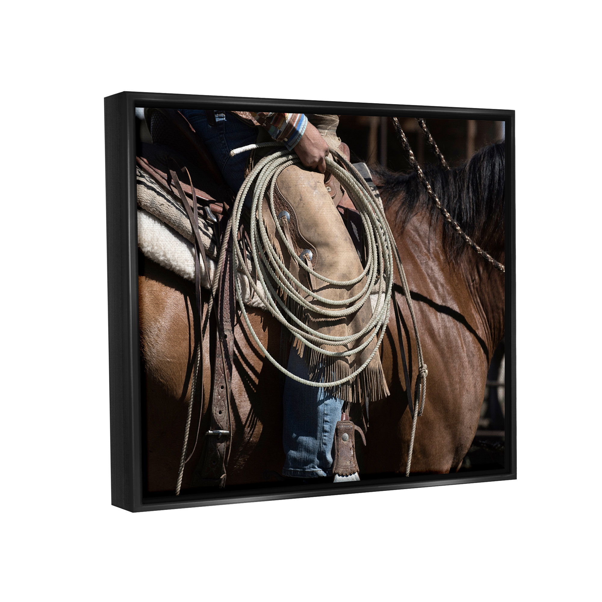 Latitude Run® Southwestern Cowboy & Lasso Framed Floater Canvas Wall ...