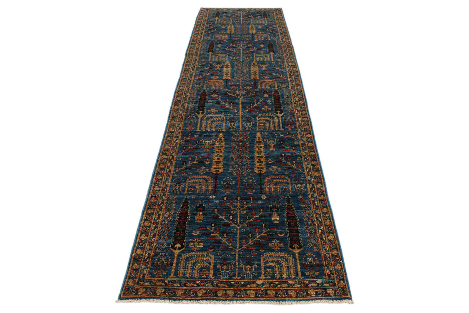 Home and Rugs 3x12 Blue and Multicolor Traditional Runner | Wayfair
