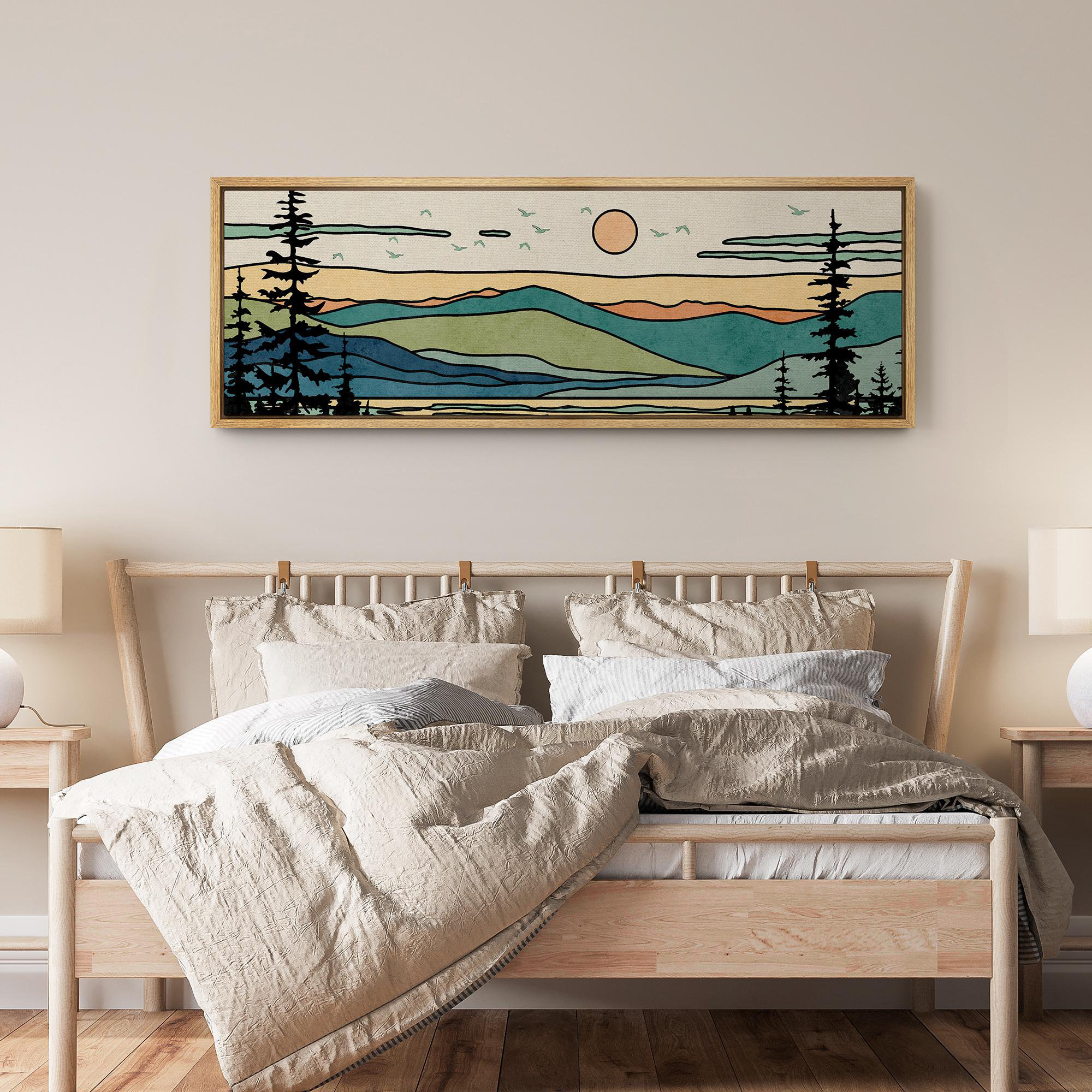 IDEA4WALL Green Abstract Mountain Forest Landscape Extra Large Pictures ...