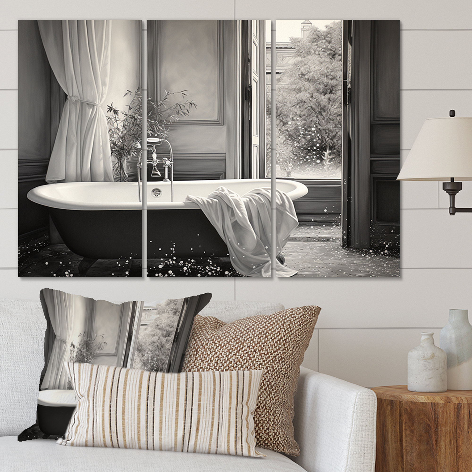 Winston Porter Minimalism Bath Of Serenity III On Canvas 3 Pieces Print ...