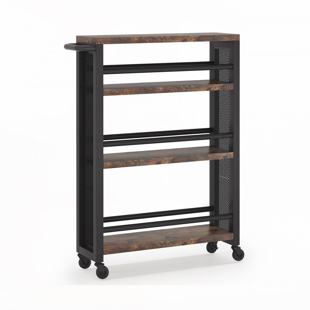 17 Stories 4-Tier Rolling Utility Cart with Wheels | Wayfair