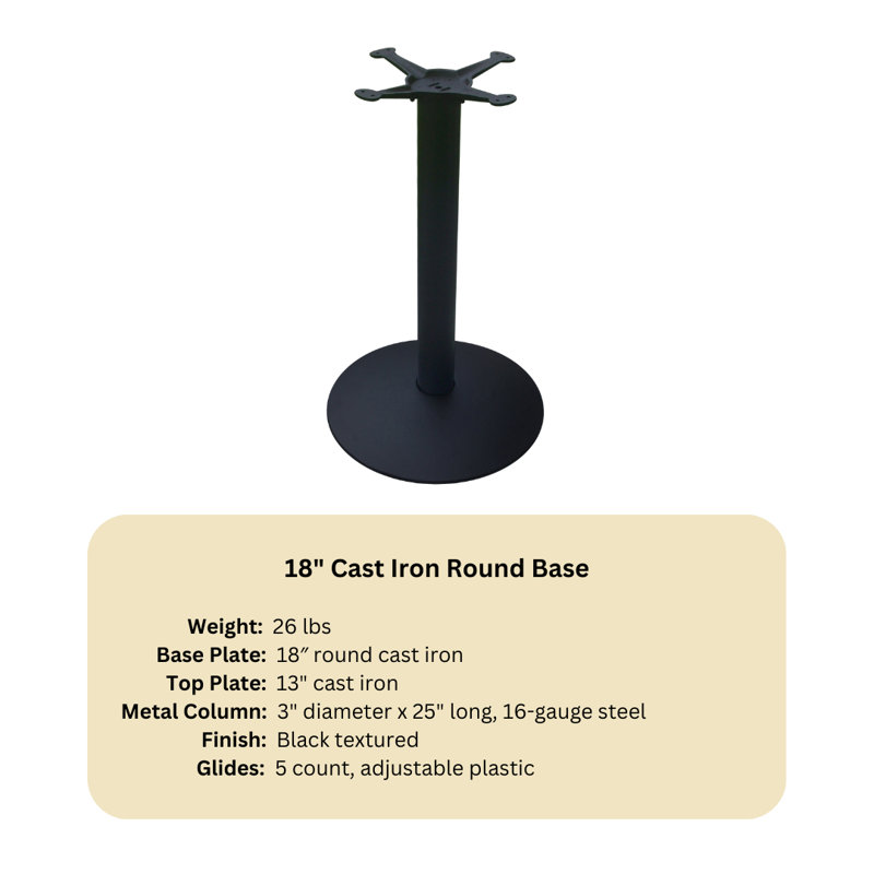 JI Bases 18" Round Cast Iron Dining Height Pedestal Table Base | Wayfair